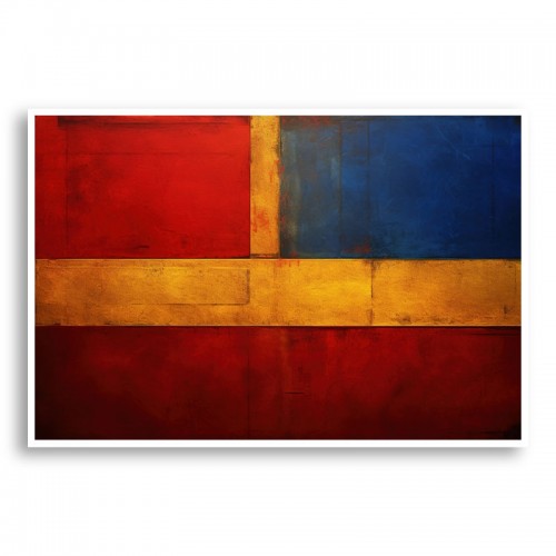 Red Blue & Gold Rothko 2 Style Abstract Art Print