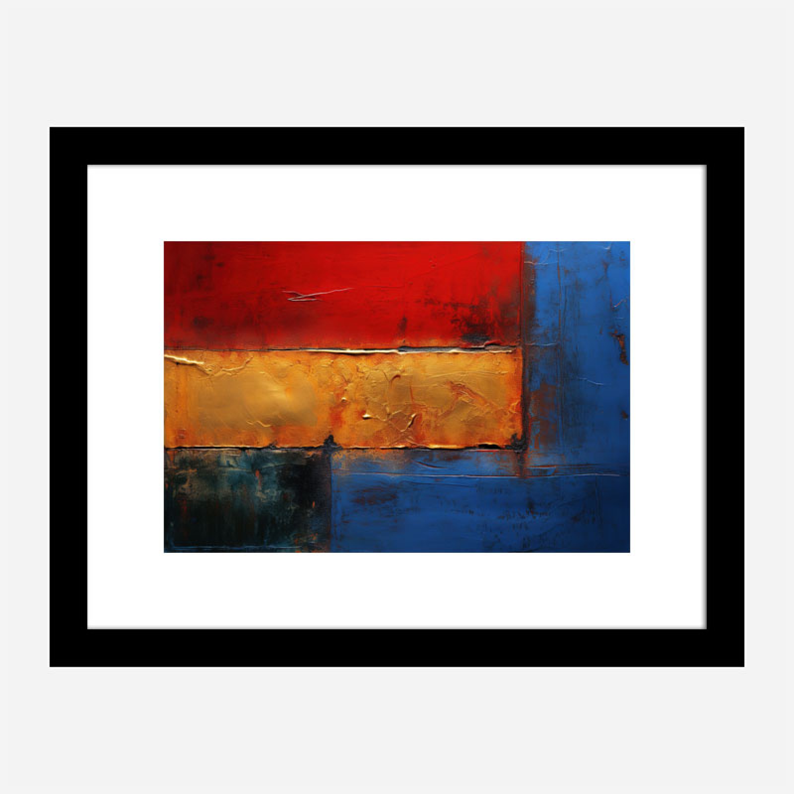 Red Blue & Gold Rothko 2 Style Abstract Art Print