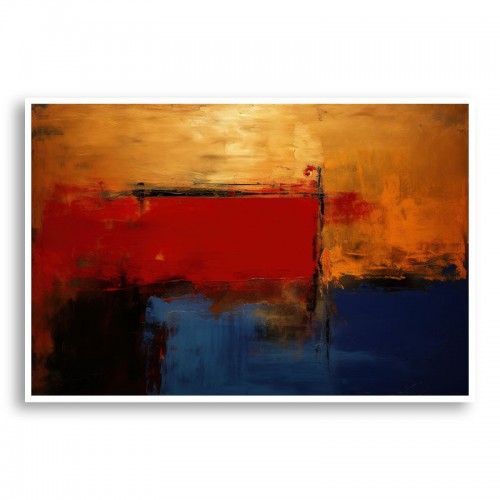 Red Blue & Gold Rothko 2 Style Abstract Art Print