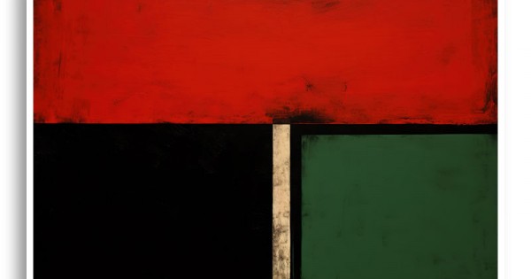 Red Black & Green Rothko Style Abstract Art Print