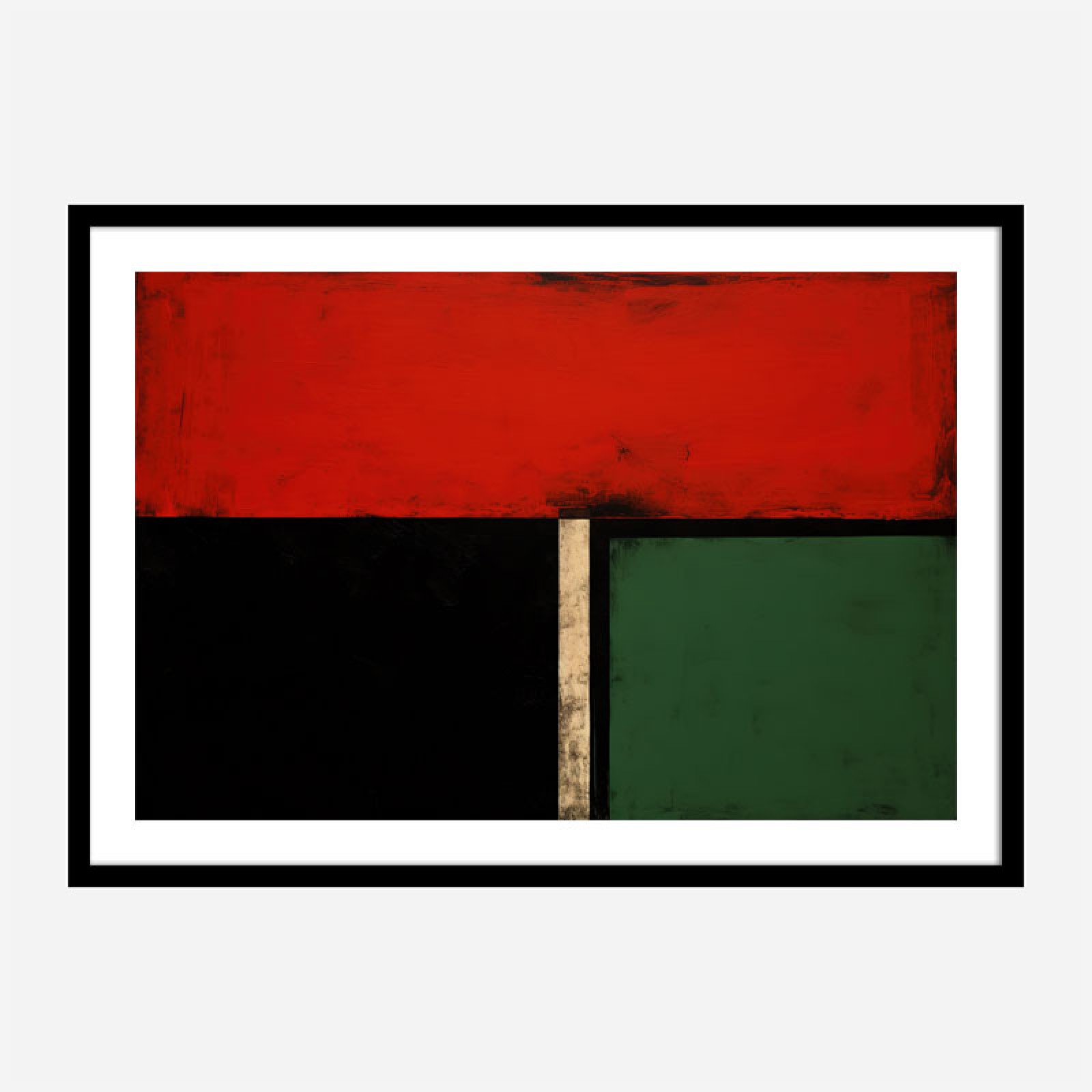 Red Black & Green Rothko Style Abstract Art Print