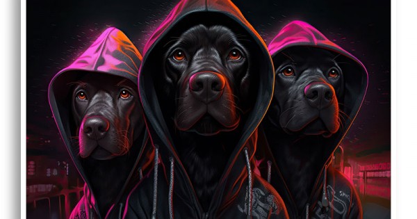 Three Labrador Retriever Gangster Dogs