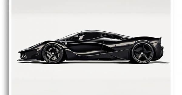 LaFerrari Black Sketch Wall Art