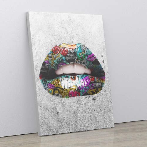 Gucci Red Lips Graffiti Wall Art