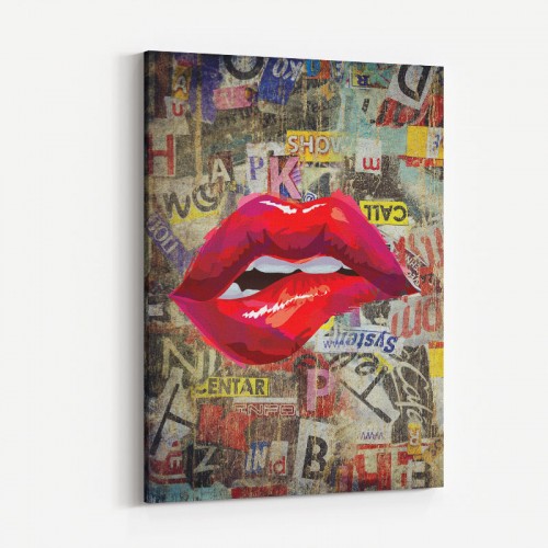 Red Lips Grunge Art Print