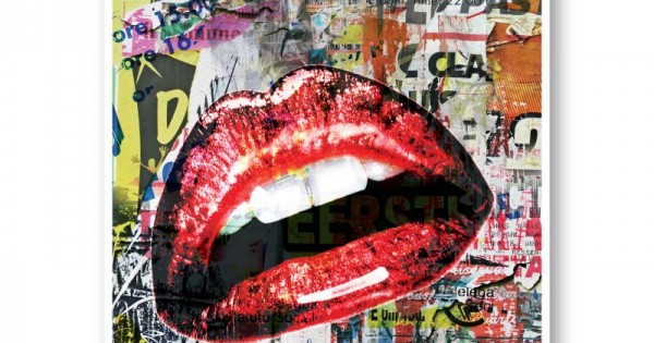 Red Lips Grunge Art Print