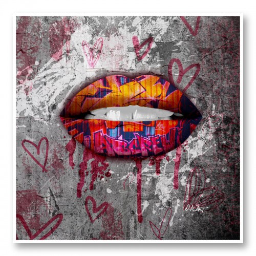 Gucci Red Lips Graffiti Wall Art