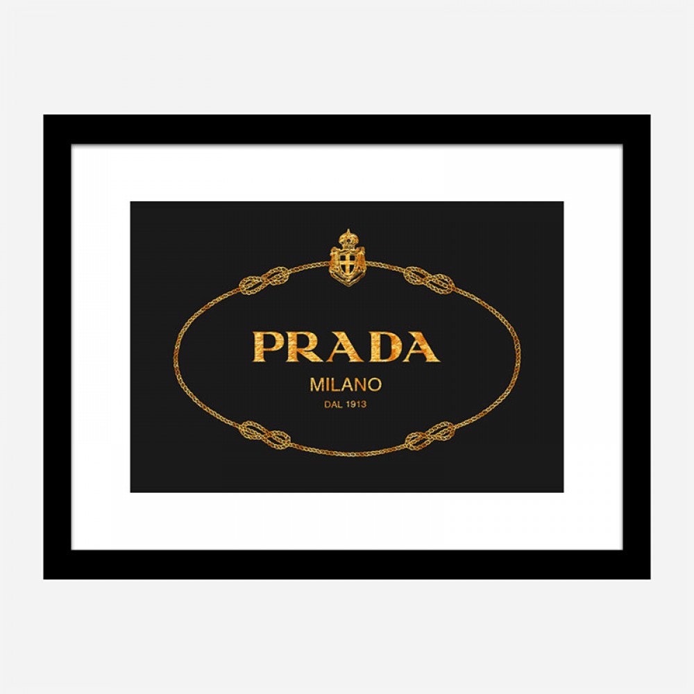Prada Logo Black and Gold Wall Art