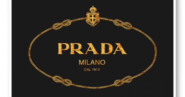 Prada Logo Black and Gold Wall Art