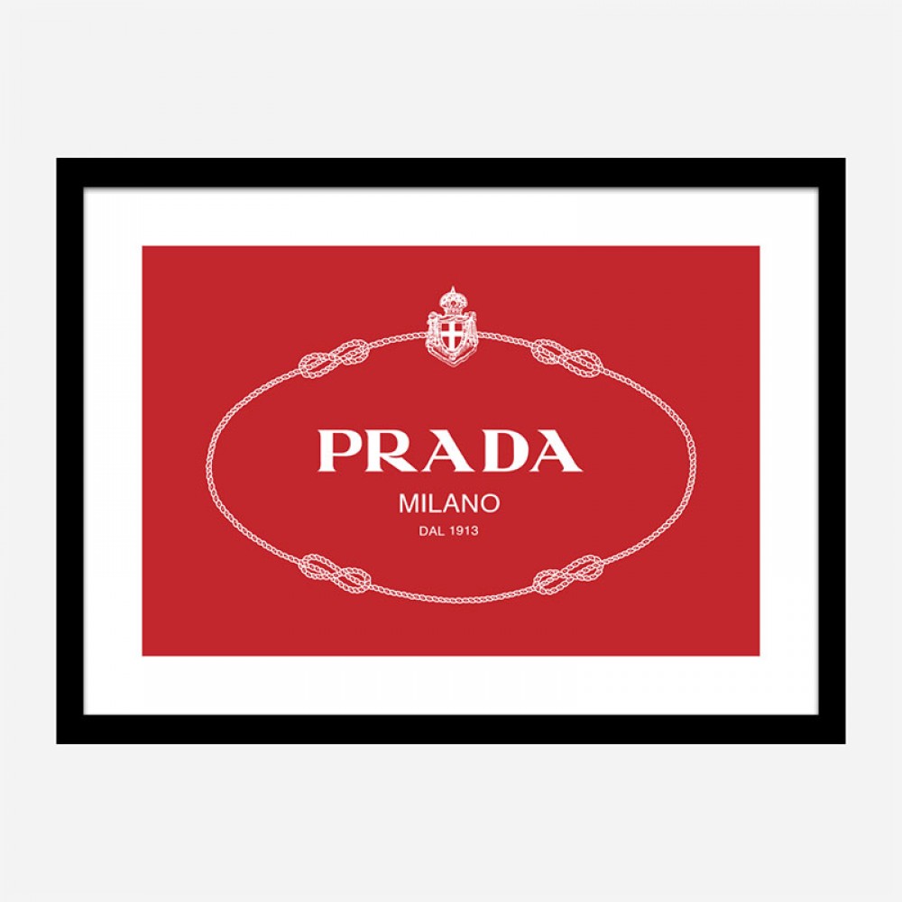 Prada Logo Red and White Wall Art