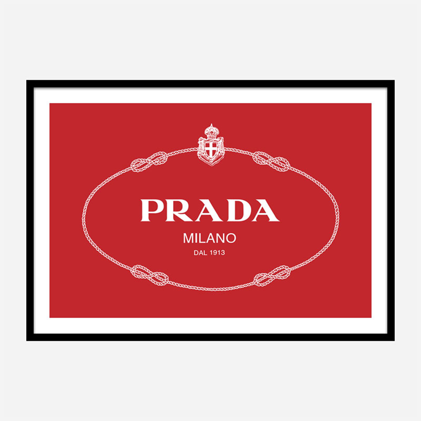 Prada Logo Red and White Wall Art
