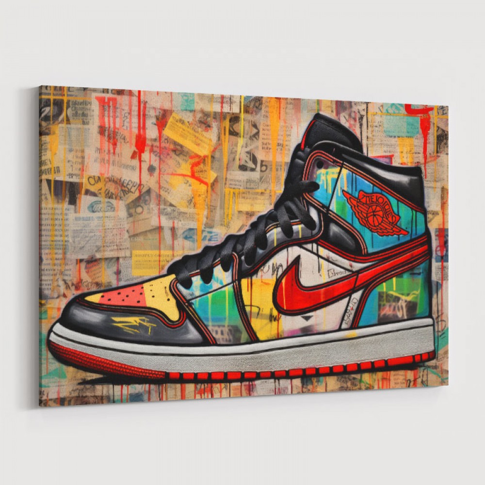 Air Jordon Sneakers Graffiti Style 10 Wall Art