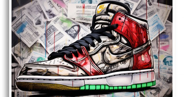 Air Jordon Sneakers Graffiti Style 11 Wall Art