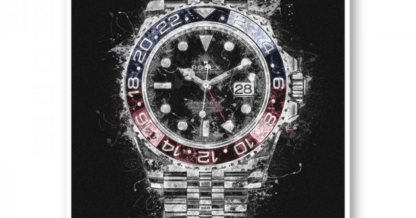 Rolex Pepsi On Black Abstract Art Print