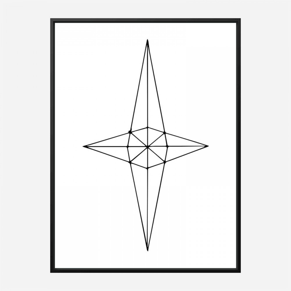 Grid Star White Wall Art Print