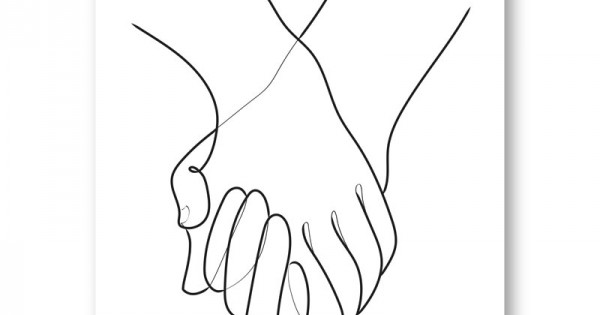 Holding Hands Lines Wall Art Print