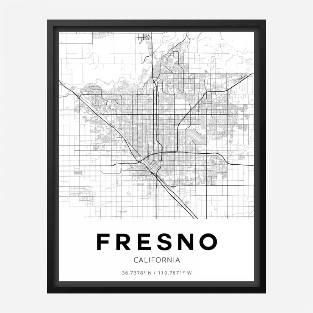 Fresno California City Map Art Print