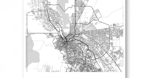 El Paso Texas City Map Art Print