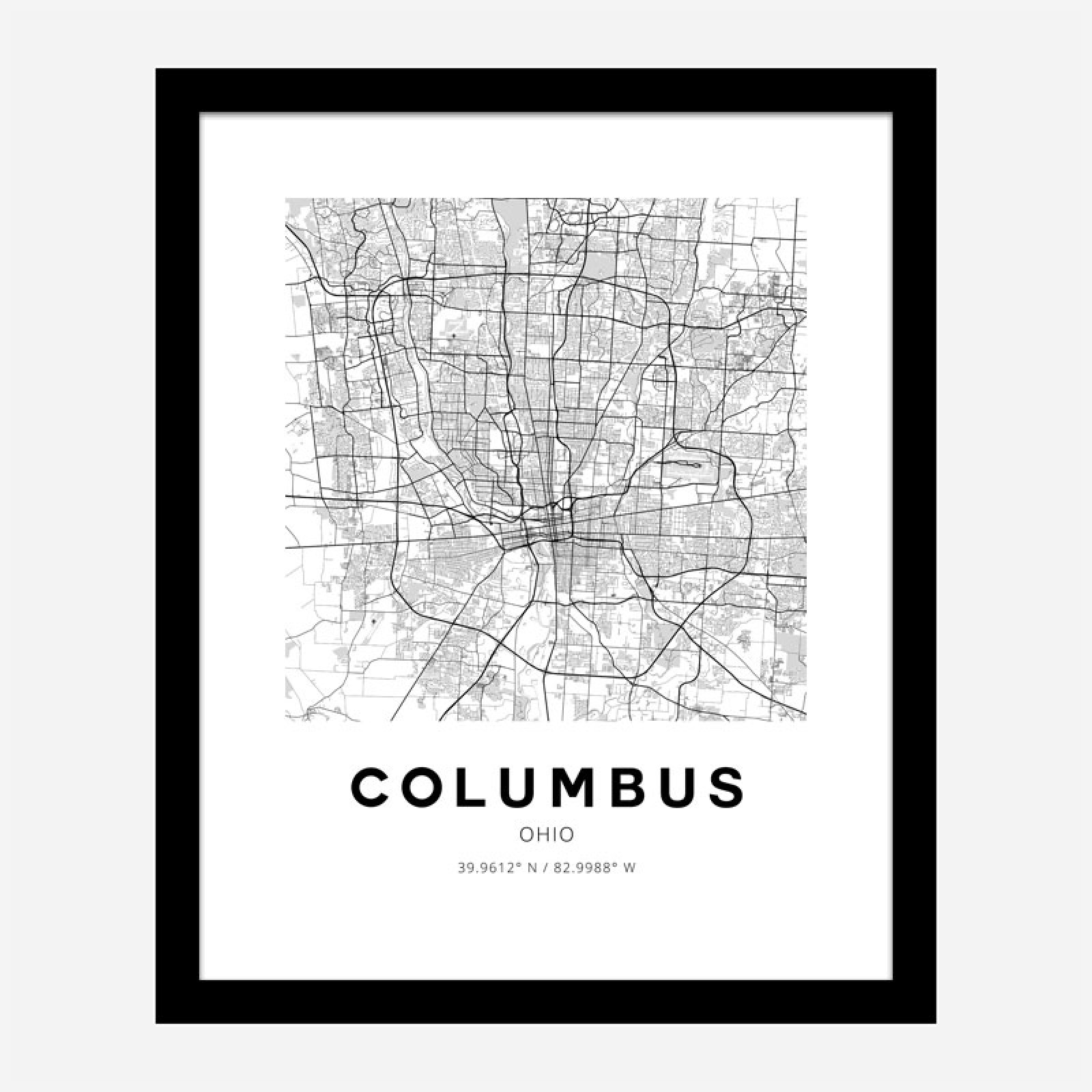 Columbus Ohio City Map Art Print