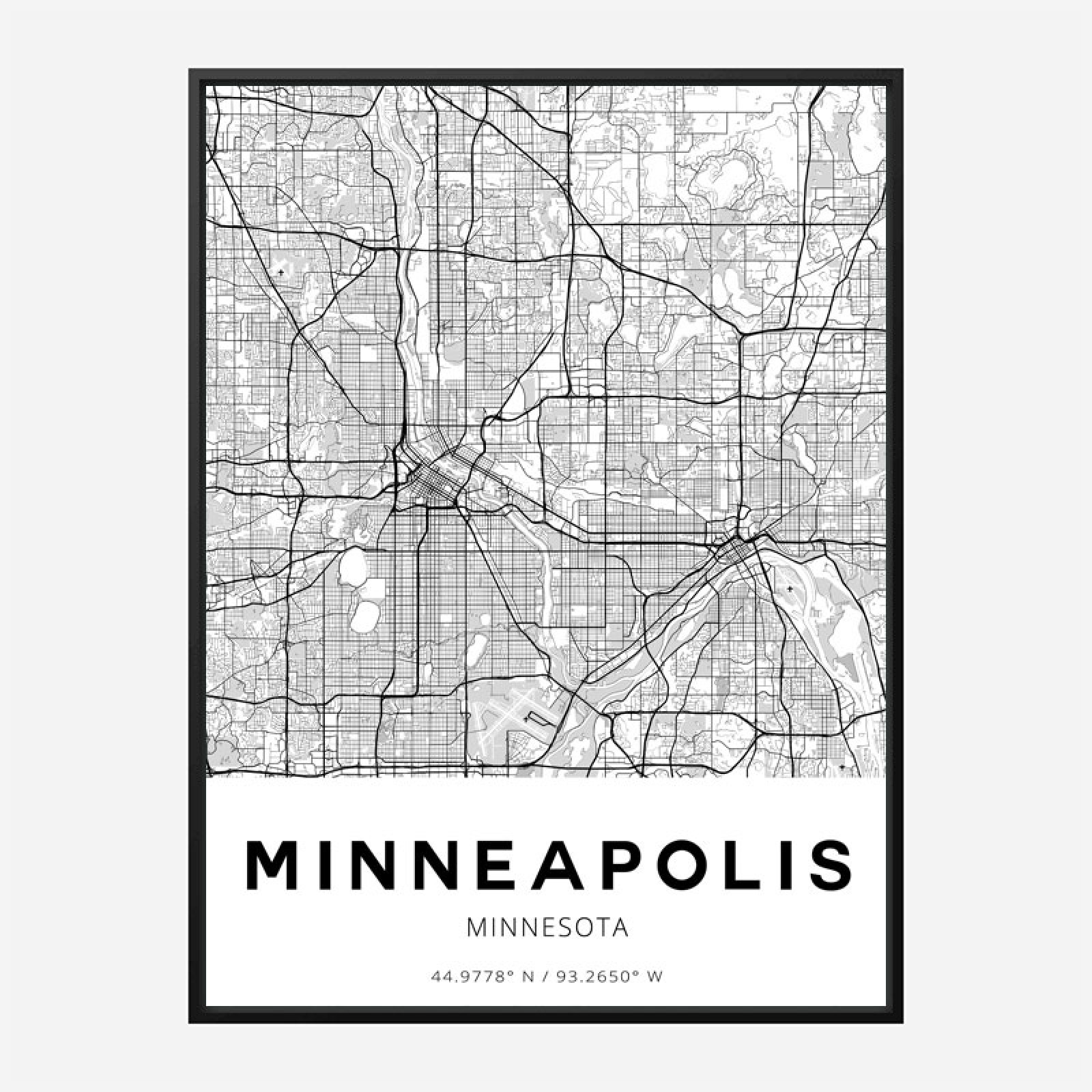 Minneapolis Minnesota City Map Art Print