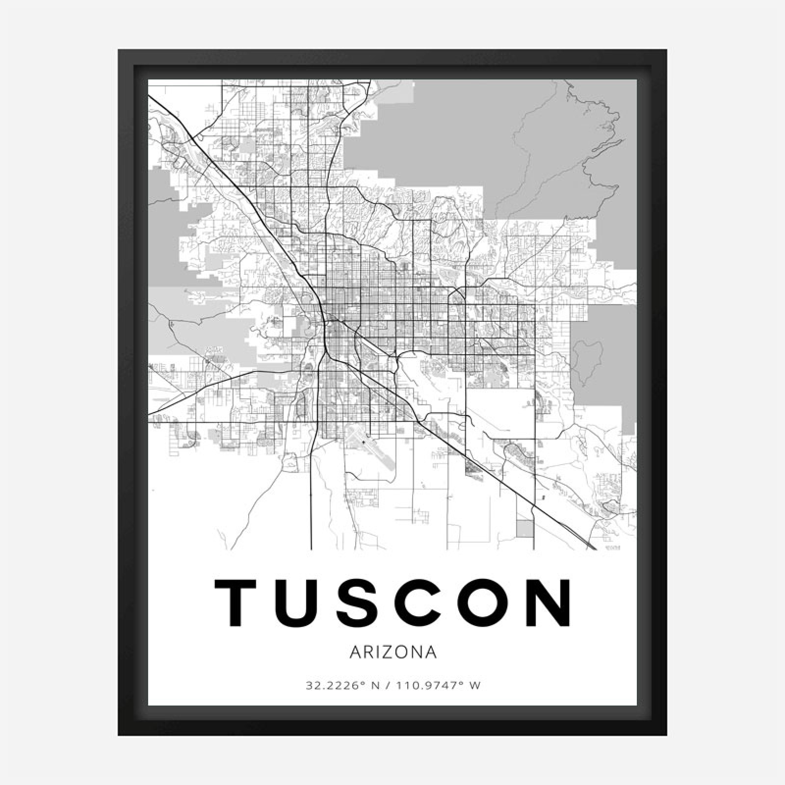 Tucson Arizona City Map Art Print