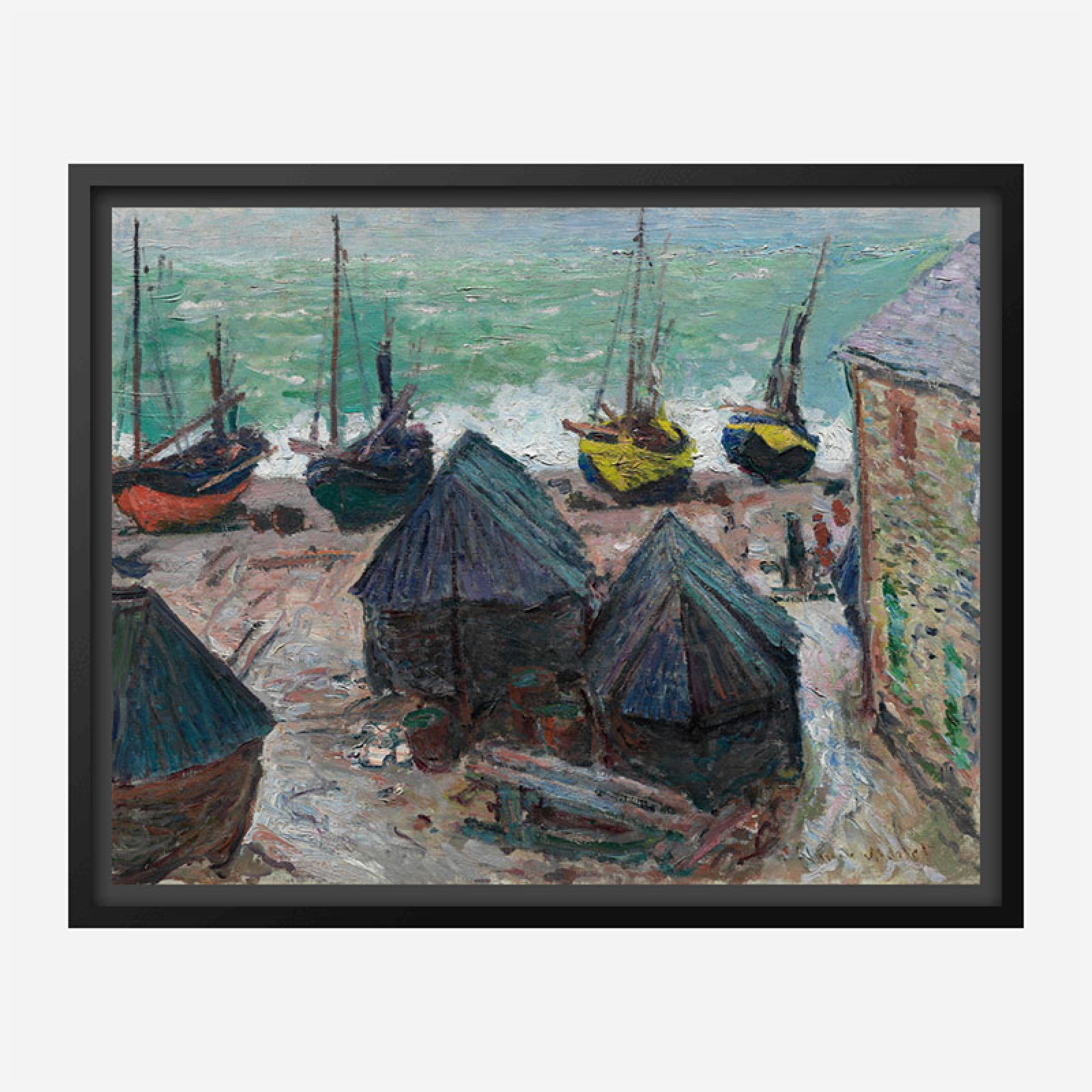 Boats on the Beach at Etretat by Claude Monet Art Print