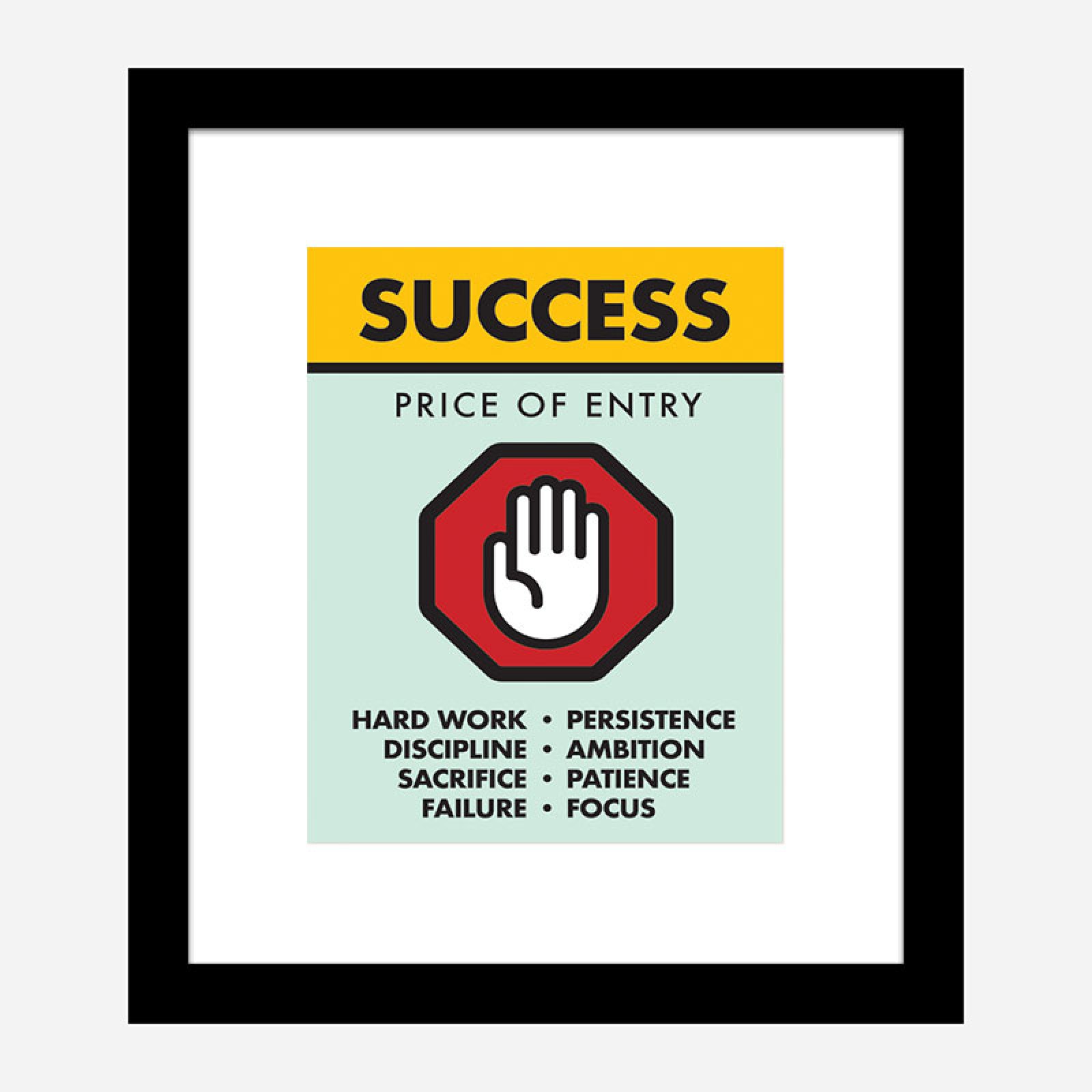 Success Price of Entry Motivational Art Print