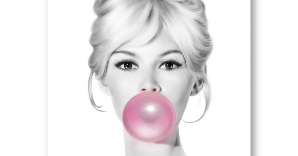 Brigitte Bardot Bubble Gum Art Print