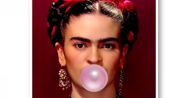 Frida Kahlo Bubble Gum Art Print