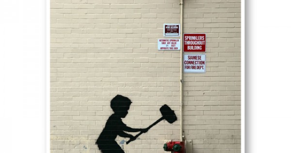 Fire Hydrant Mural by Banksy Art Print