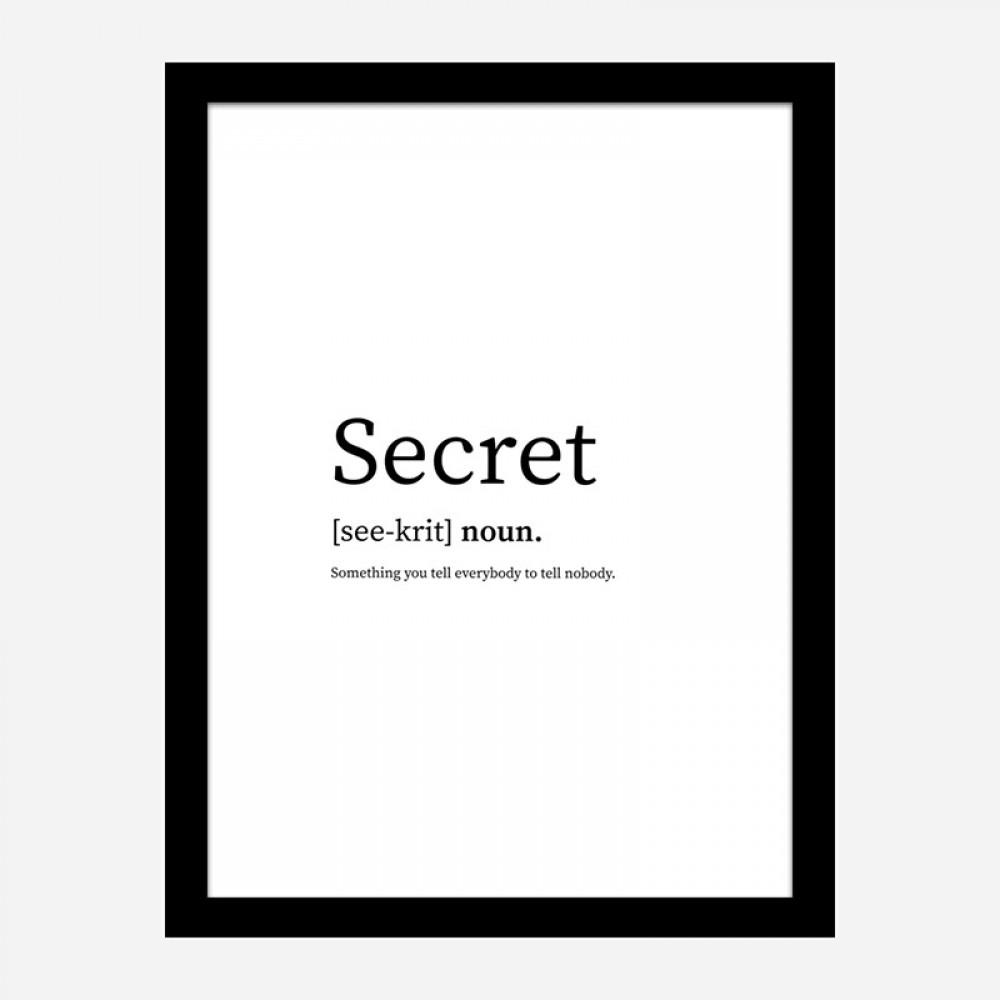 Secret Definition Typography Wall Art
