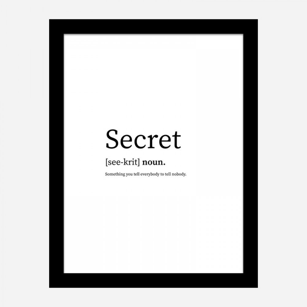 Secret Definition Typography Wall Art