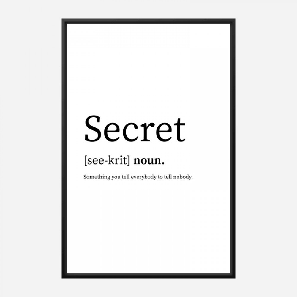 Secret Definition Typography Wall Art