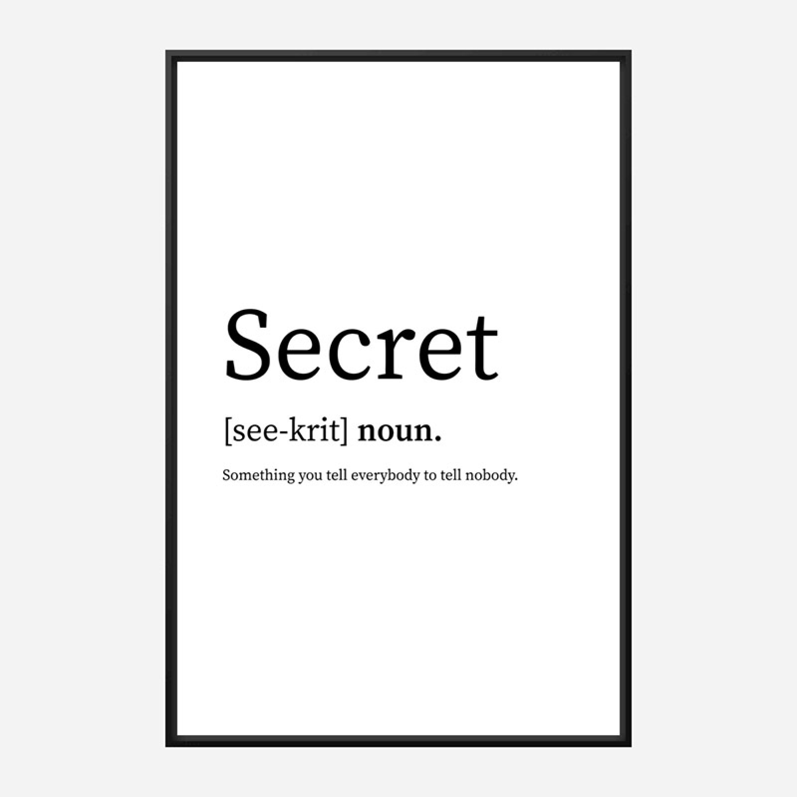 Secret Definition Typography Wall Art