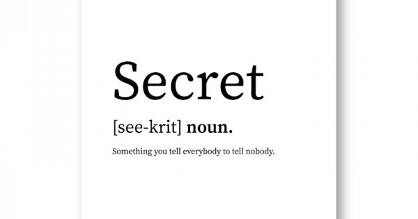 Secret Definition Typography Wall Art